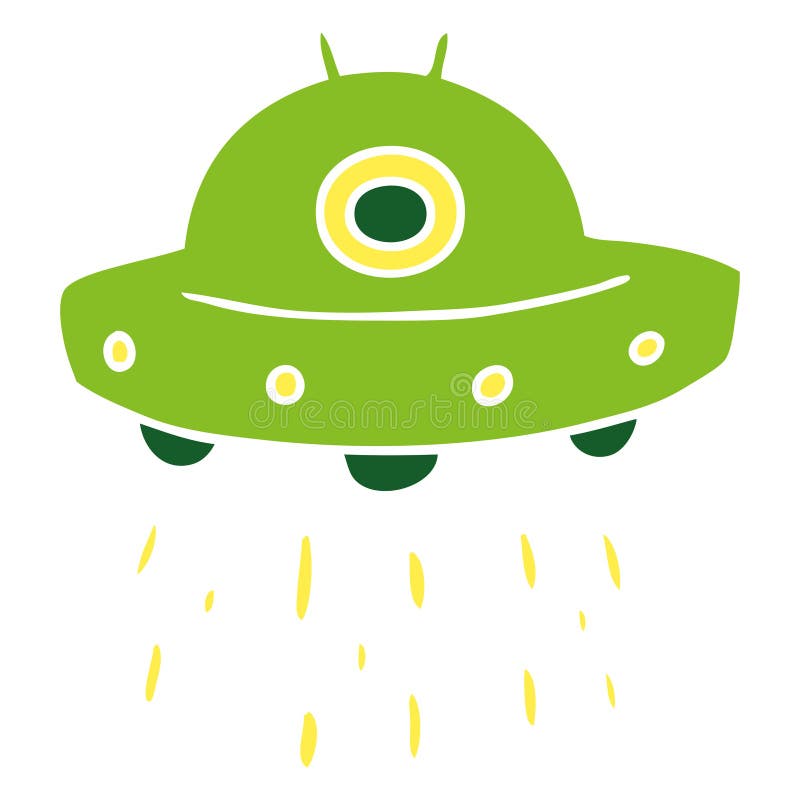 Cartoon Alien Ship Scifi Science Fiction Spaceship Free Hand Drawn ...