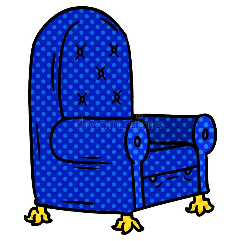 A Creative Cartoon Doodle of a Blue Arm Chair Stock Vector ...