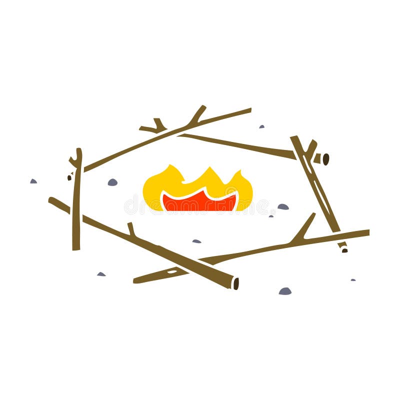 Cartoon Fire Pit Outdoor Nature Camping Free Hand Drawn Doodle Clip Art ...
