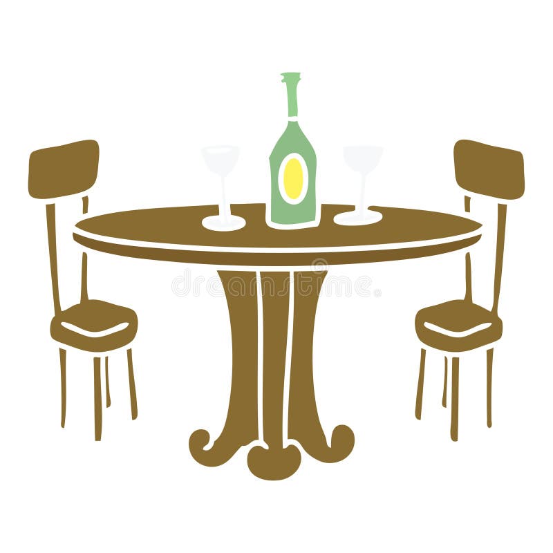 A Creative Cartoon Doodle Dinner Table and Drinks Stock Vector ...