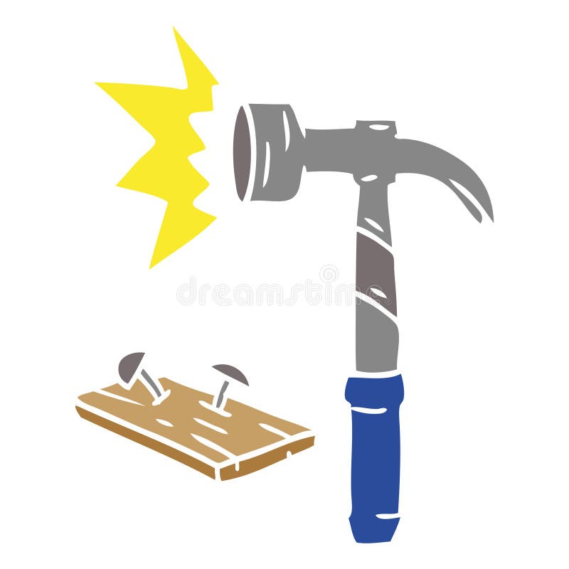 A Creative Cartoon Doodle of a Hammer and Nails Stock Vector ...