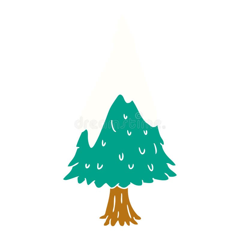 A Creative Cartoon Doodle Single Snow Covered Tree Stock Vector ...