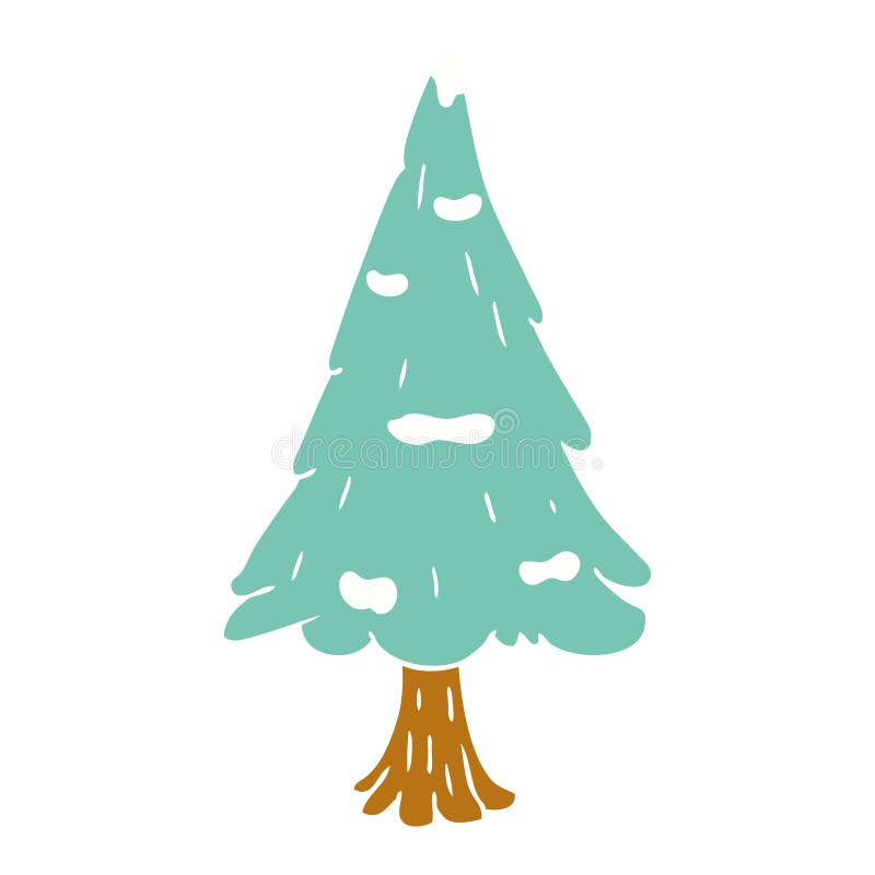 A Creative Cartoon Doodle Single Snow Covered Tree Stock Vector ...