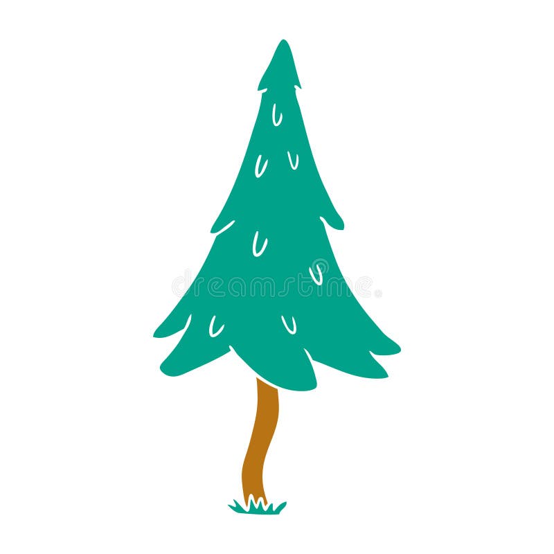 Cartoon Pine Green Trees Woodland Nature Forest Free Hand Drawn Doodle ...