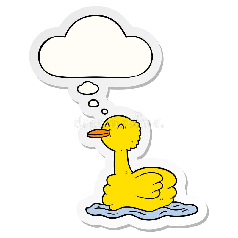 A Creative Cartoon Duck and Thought Bubble As a Printed Sticker Stock ...