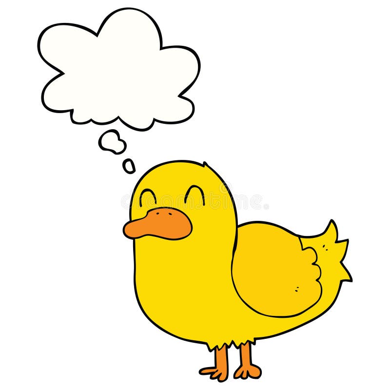 A Creative Cartoon Duck and Thought Bubble Stock Vector - Illustration ...