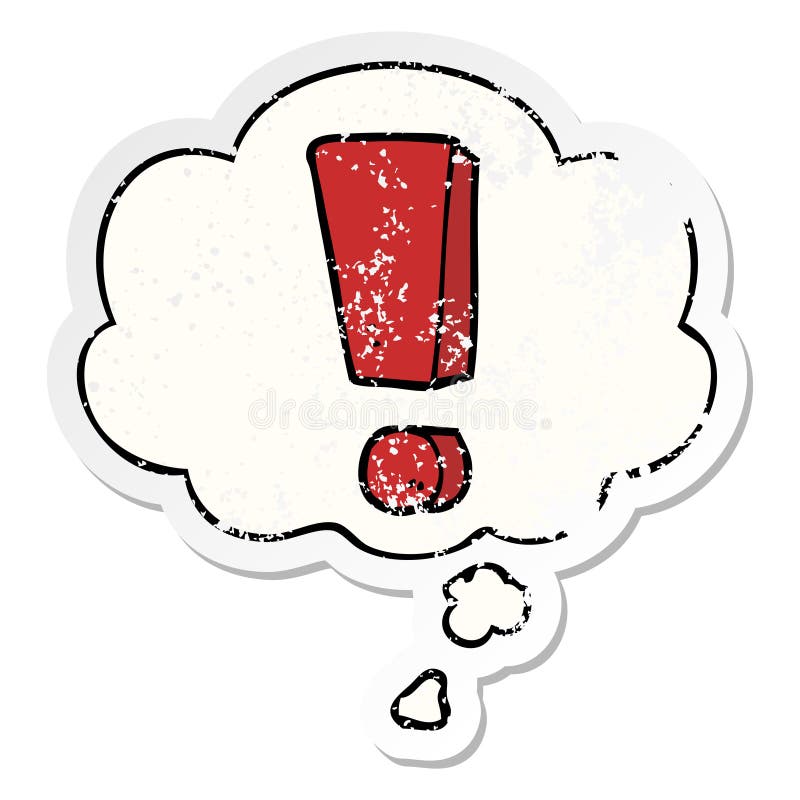 Exclamation Mark Sign Symbol Cute Cartoon Sticker Decal Thought Bubble ...