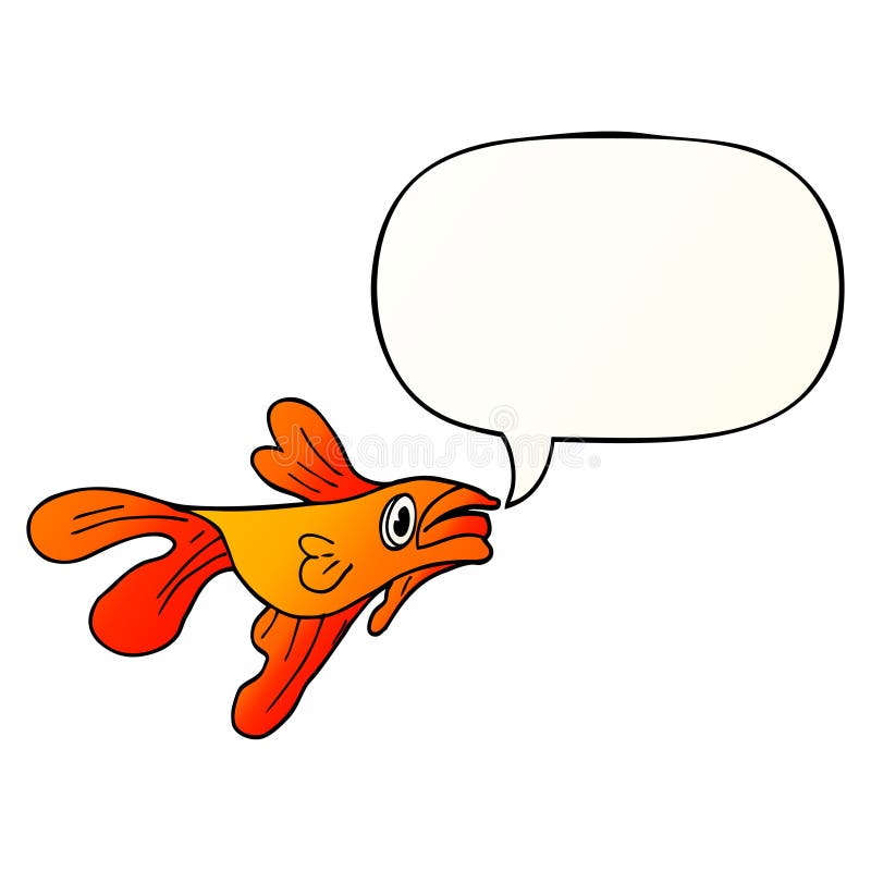 A Creative Cartoon Fighting Fish and Speech Bubble in Smooth Gradient ...