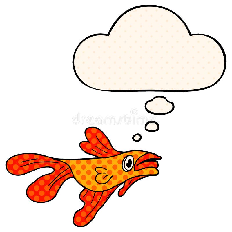 A Creative Cartoon Fighting Fish and Thought Bubble in Comic Book Style ...