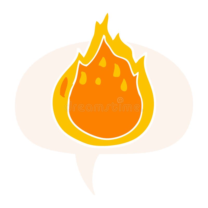 A Creative Cartoon Fire and Speech Bubble in Retro Style Stock Vector ...