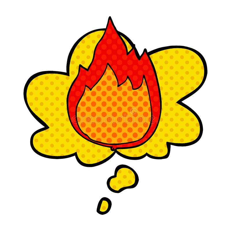 A Creative Cartoon Fire and Thought Bubble in Comic Book Style Stock ...