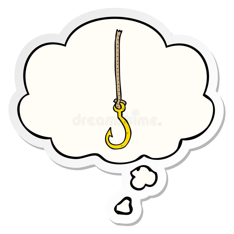 A Creative Cartoon Fish Hook and Thought Bubble As a Printed Sticker ...