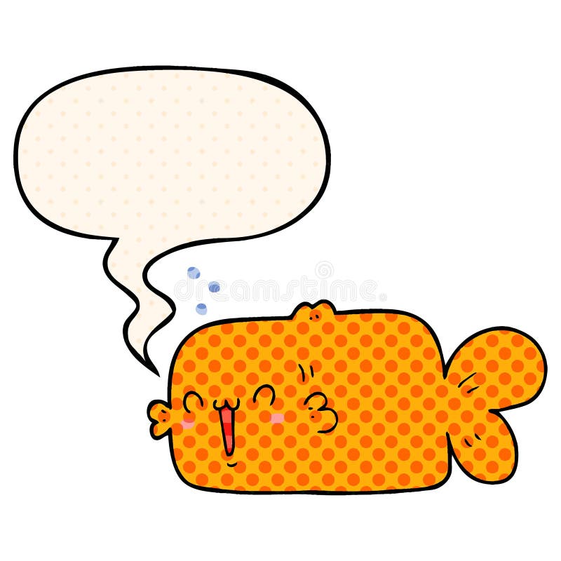 A Creative Cartoon Fish and Speech Bubble in Comic Book Style Stock ...