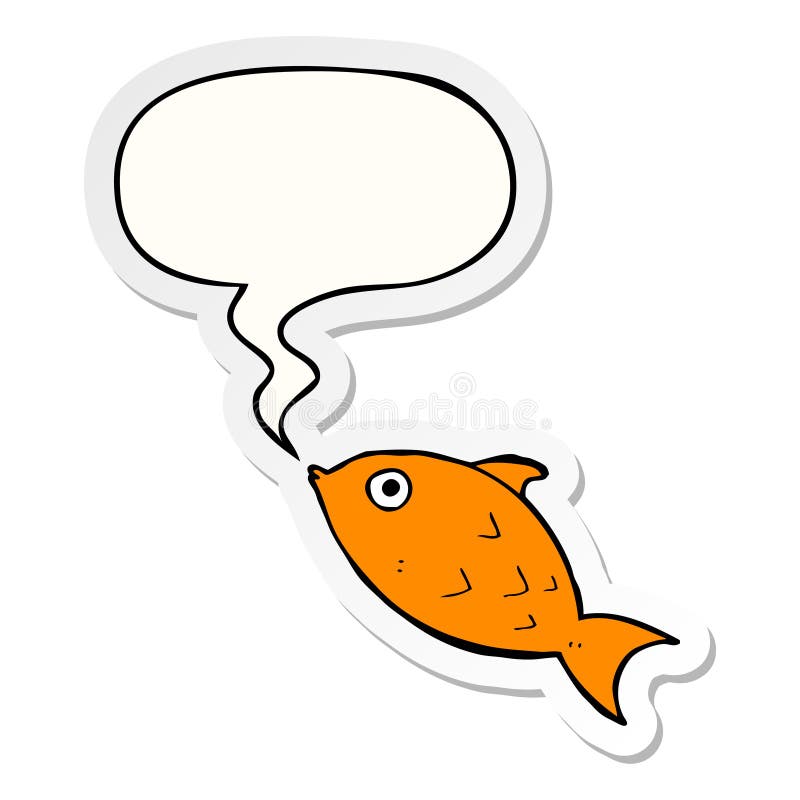 A Creative Cartoon Fish and Speech Bubble Sticker Stock Vector ...