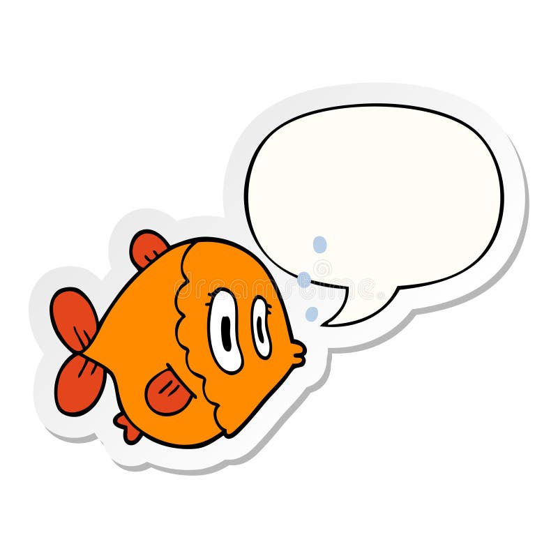 A Creative Cartoon Fish and Speech Bubble Sticker Stock Vector ...