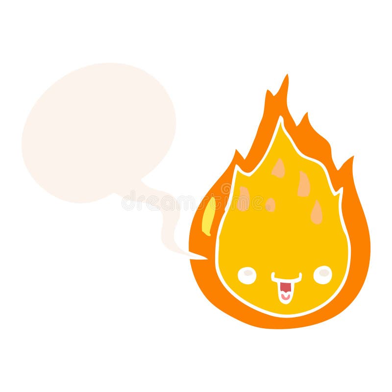 A Creative Cartoon Flame and Speech Bubble in Retro Style Stock Vector ...