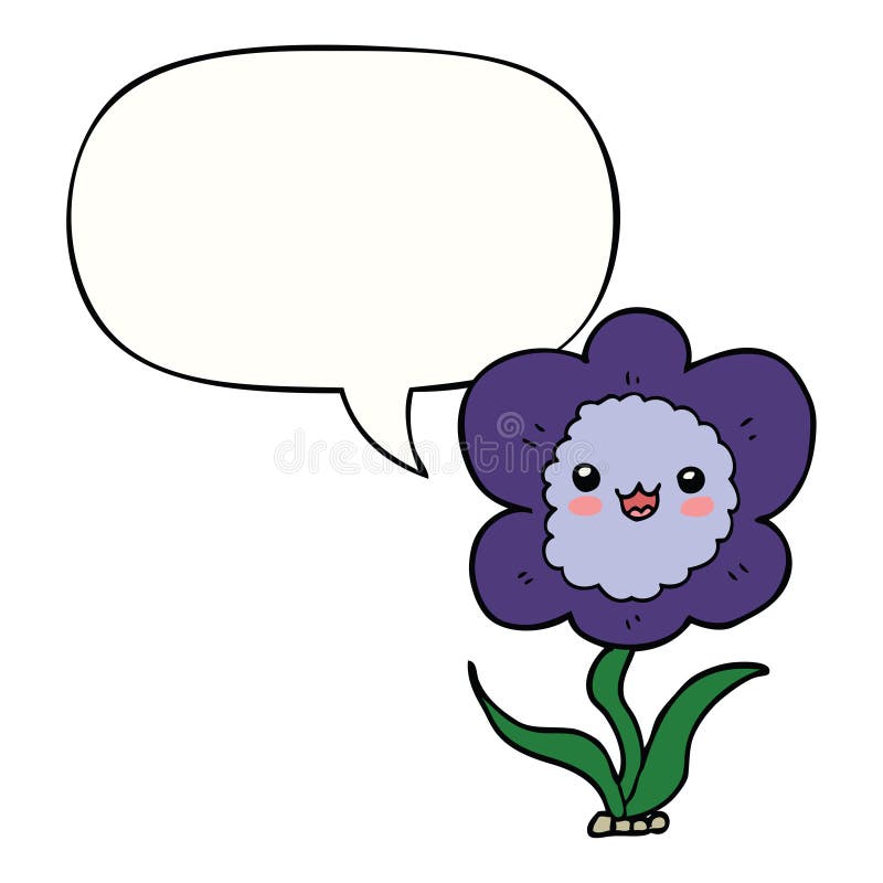 A Creative Cartoon Flower and Speech Bubble Stock Vector - Illustration ...