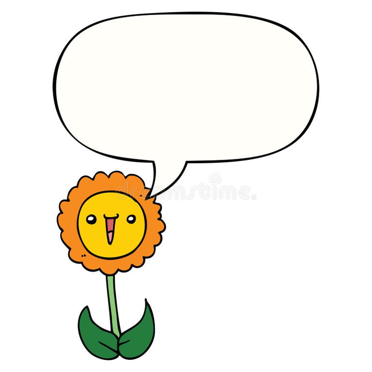A Creative Cartoon Flower and Speech Bubble Stock Vector - Illustration ...