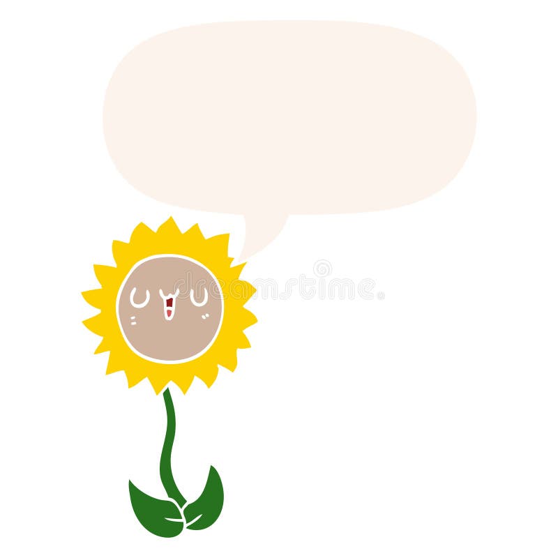 A Creative Cartoon Flower and Speech Bubble in Retro Style Stock Vector ...