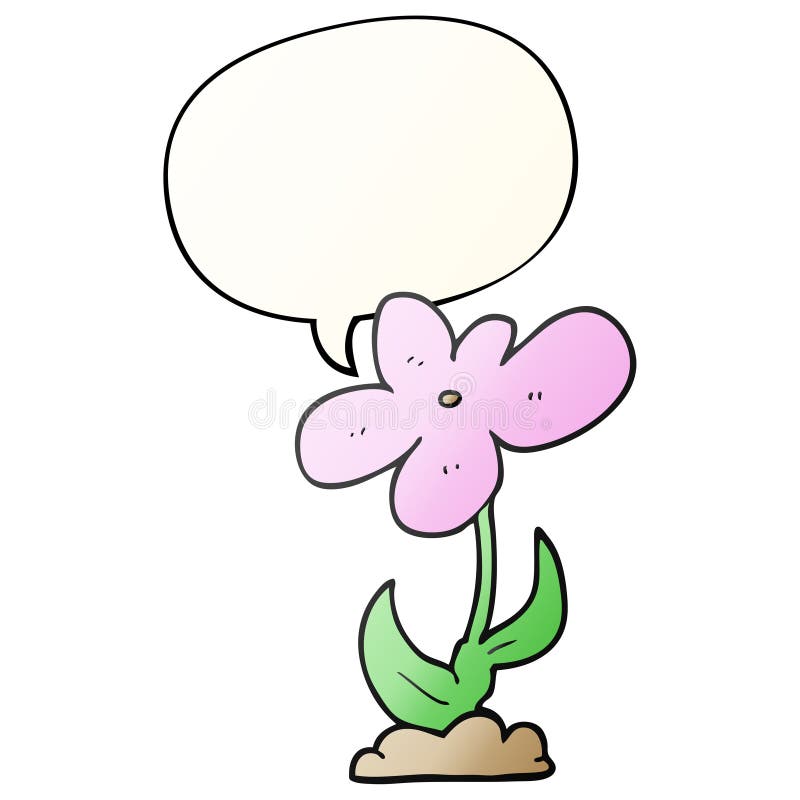 A Creative Cartoon Flower and Speech Bubble in Smooth Gradient Style ...