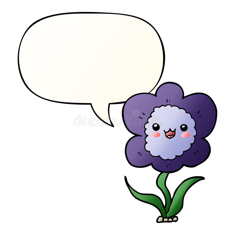 A Creative Cartoon Flower and Speech Bubble in Smooth Gradient Style ...
