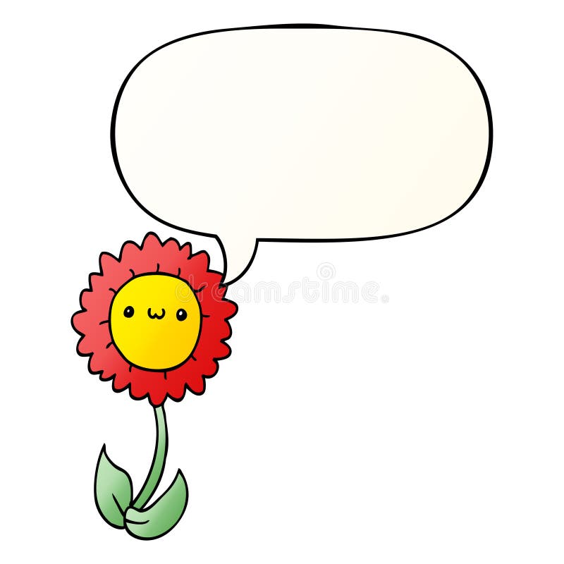 A Creative Cartoon Flower and Speech Bubble in Smooth Gradient Style ...