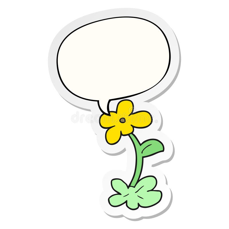 A Creative Cartoon Flower and Speech Bubble Sticker Stock Vector ...