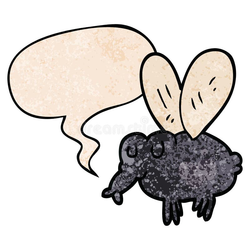 A Creative Cartoon Fly and Speech Bubble in Retro Texture Style Stock ...
