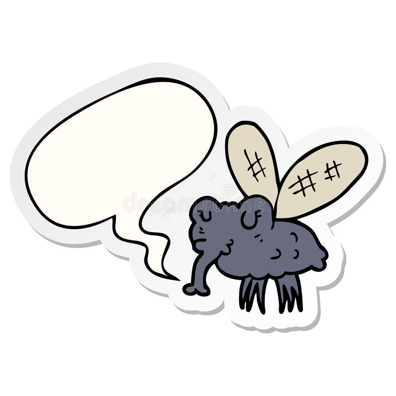 A Creative Cartoon Fly and Speech Bubble Sticker Stock Vector ...