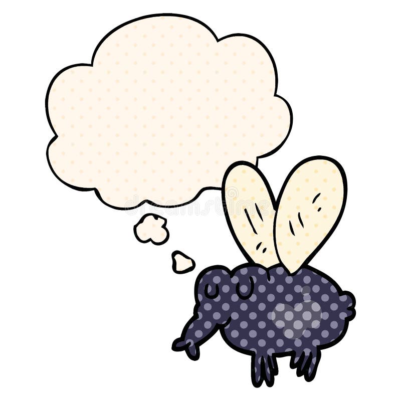 A Creative Cartoon Fly and Thought Bubble in Comic Book Style Stock ...