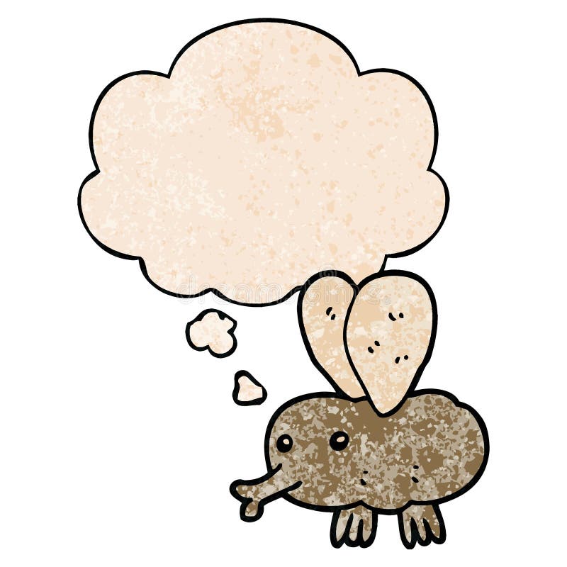 A Creative Cartoon Fly and Thought Bubble in Grunge Texture Pattern ...