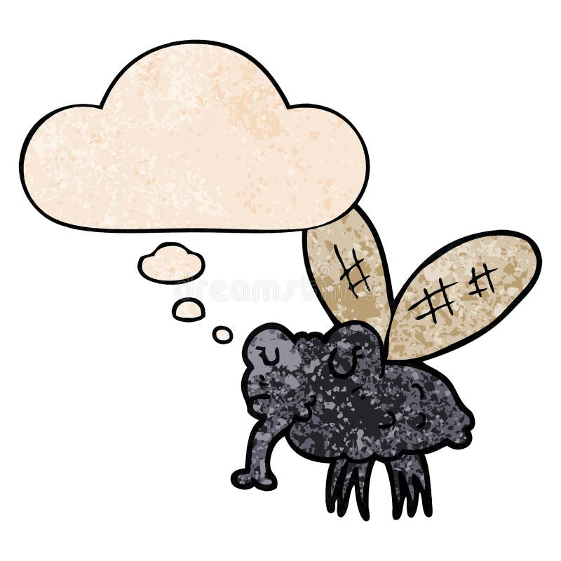 A Creative Cartoon Fly and Thought Bubble in Grunge Texture Pattern ...