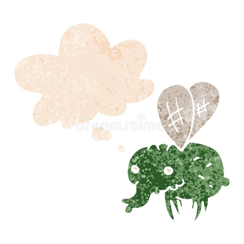 A Creative Cartoon Fly and Thought Bubble in Retro Textured Style Stock ...