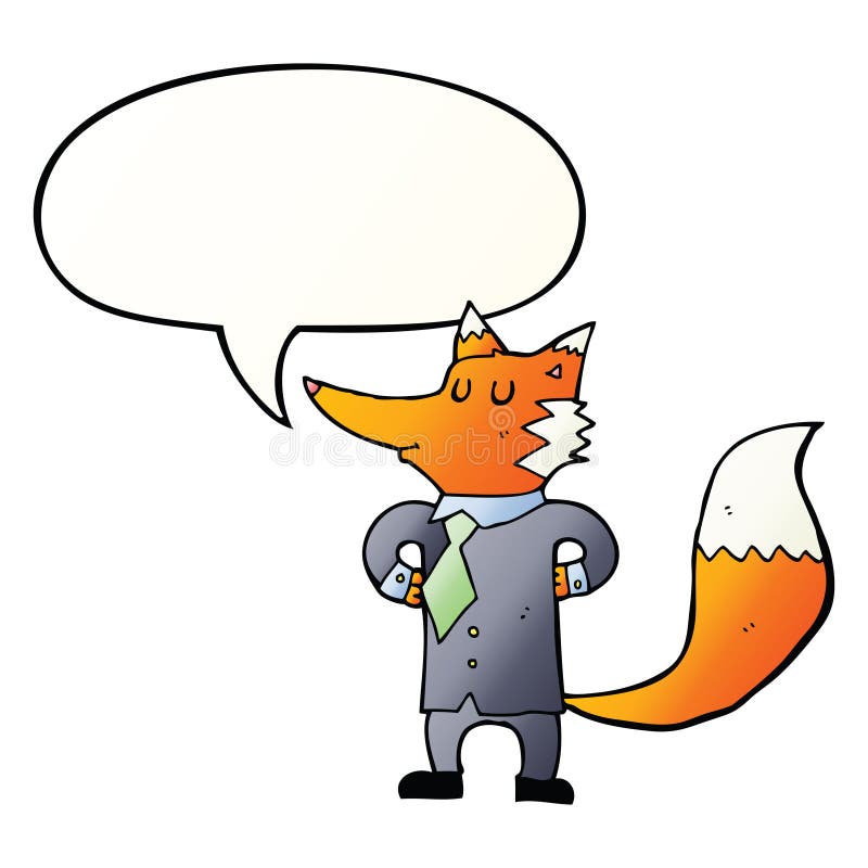 A Creative Cartoon Fox Businessman and Speech Bubble in Smooth Gradient ...