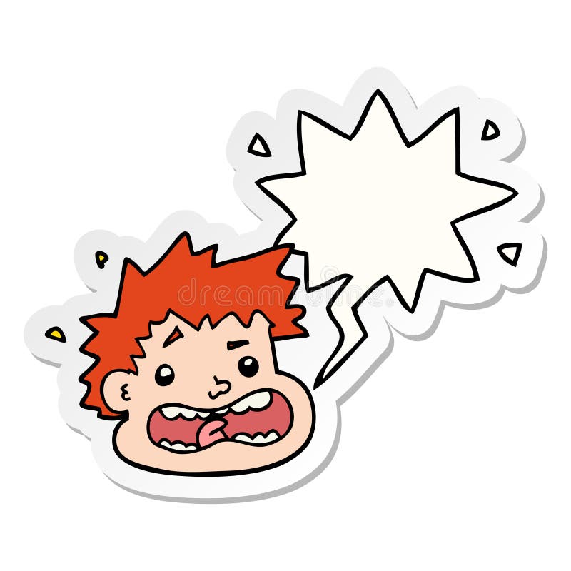 A Creative Cartoon Frightened Face and Speech Bubble Sticker Stock ...