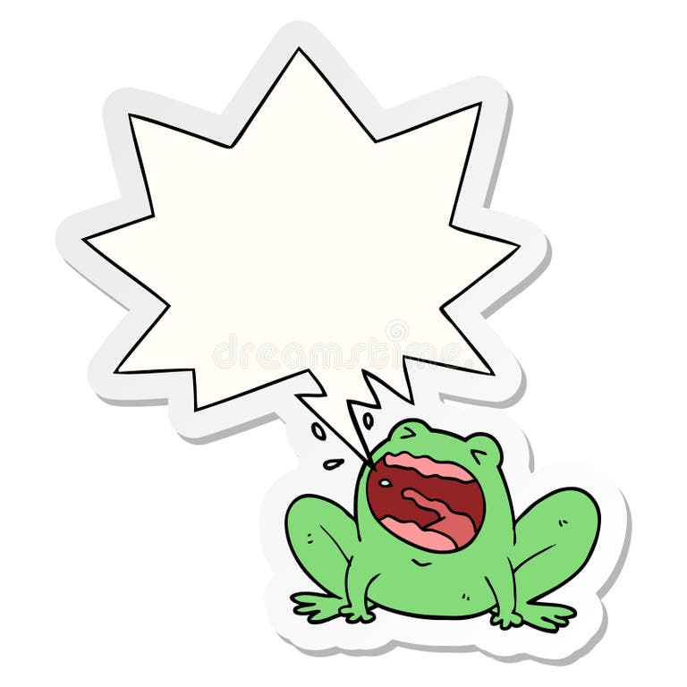 A Creative Cartoon Frog Shouting and Speech Bubble Sticker Stock Vector ...