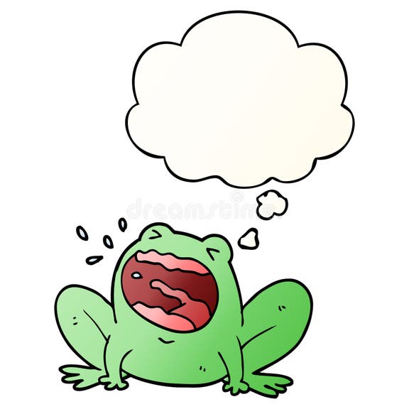 A Creative Cartoon Frog Shouting and Thought Bubble in Smooth Gradient ...