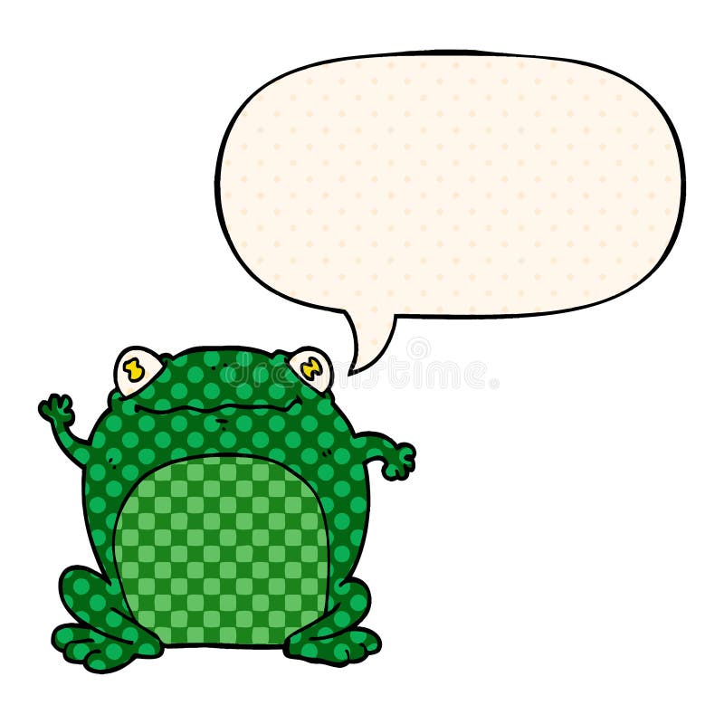 A Creative Cartoon Frog and Speech Bubble in Comic Book Style Stock ...