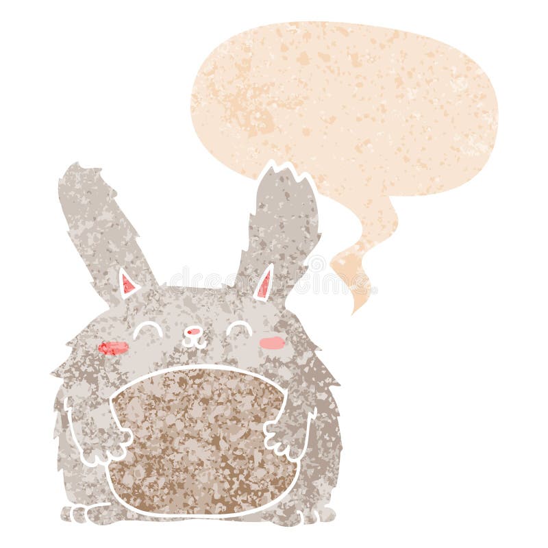 A Creative Cartoon Furry Rabbit and Speech Bubble in Retro Textured ...