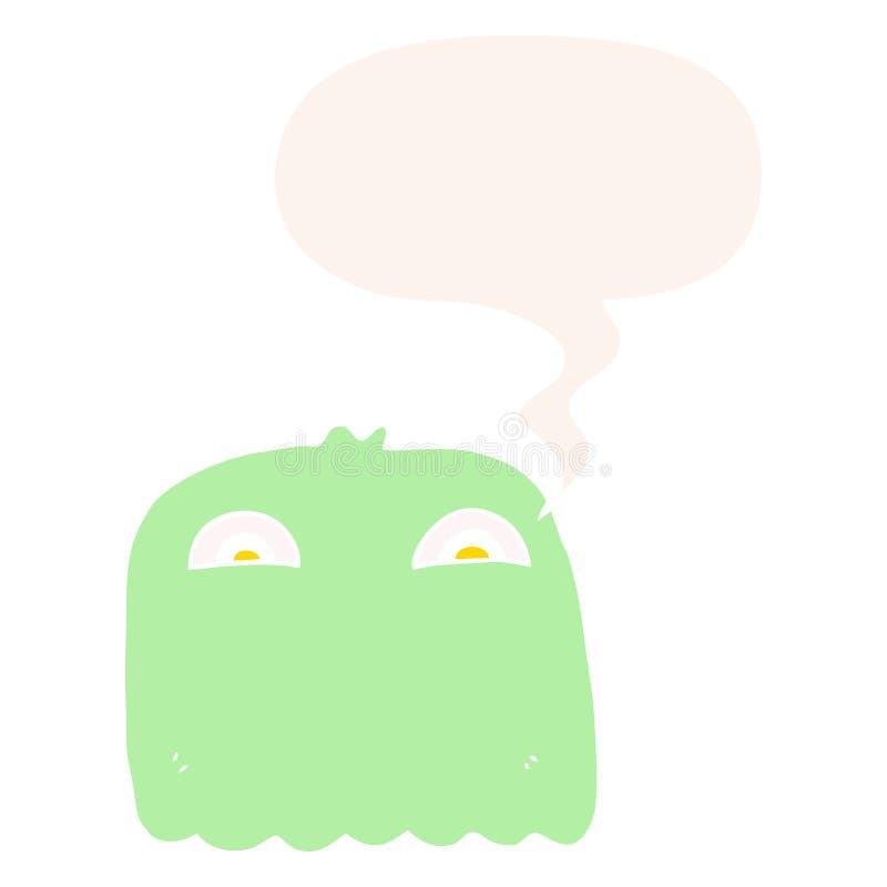 A Creative Cartoon Ghost and Speech Bubble in Retro Style Stock Vector ...
