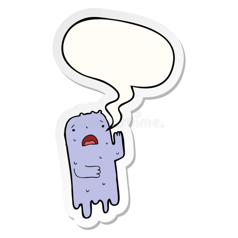 A Creative Cartoon Ghost and Speech Bubble Sticker Stock Vector ...
