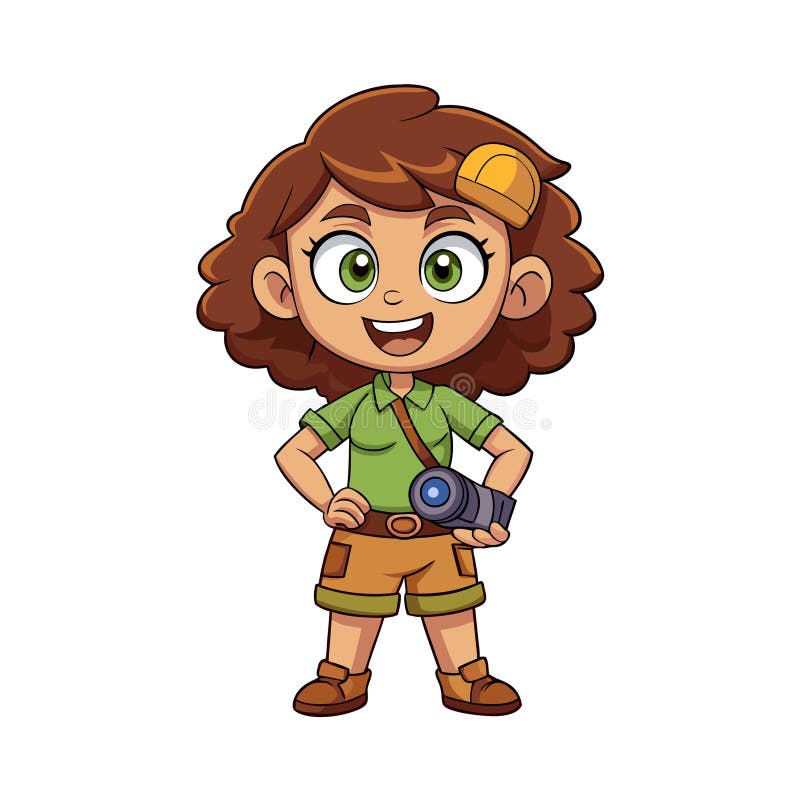Creative Cartoon Girl Exploring Photography Stock Vector - Illustration ...