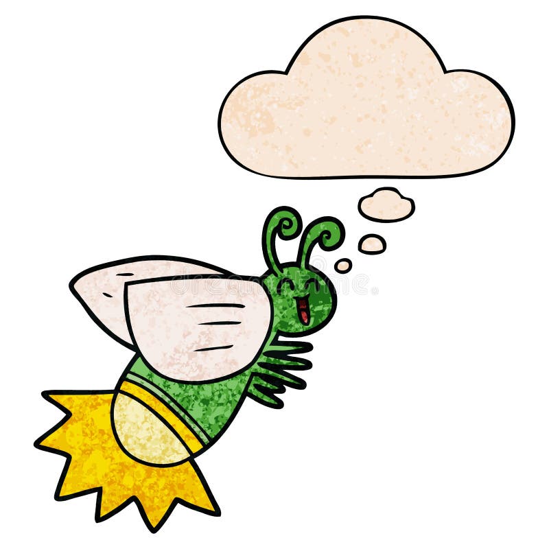 A Creative Cartoon Glow Bug and Thought Bubble in Grunge Texture ...