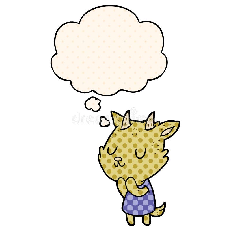 A Creative Cartoon Goat and Thought Bubble in Comic Book Style Stock ...