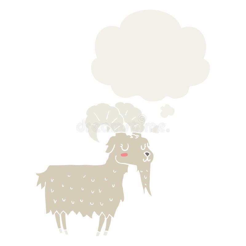 A Creative Cartoon Goat and Thought Bubble in Retro Style Stock Vector ...