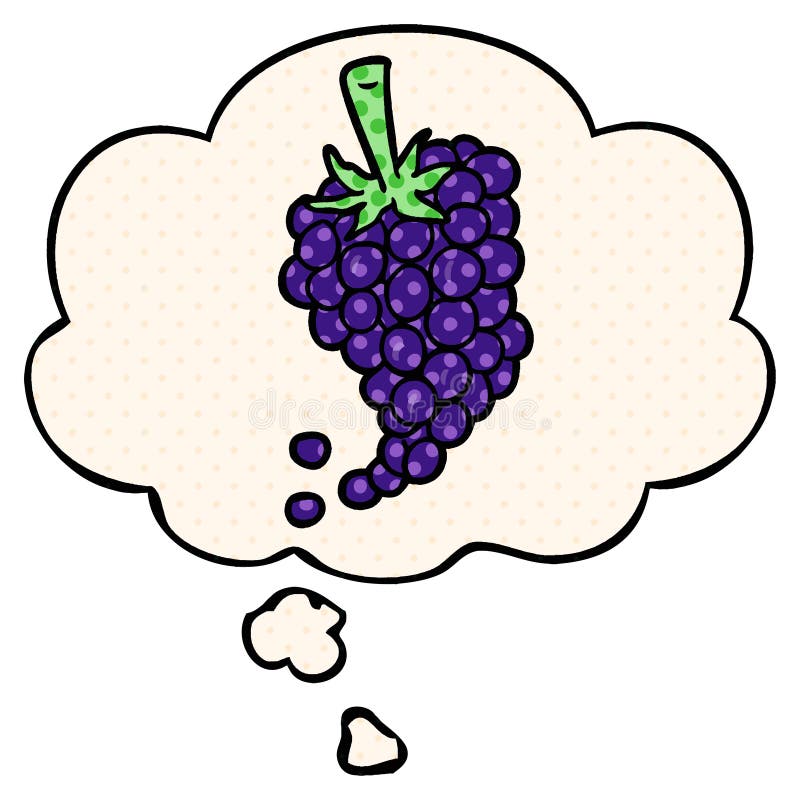 A Creative Cartoon Grapes and Thought Bubble in Comic Book Style Stock ...