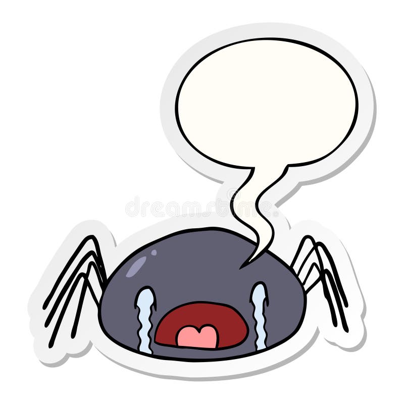 A Creative Cartoon Halloween Spider Crying and Speech Bubble Sticker ...