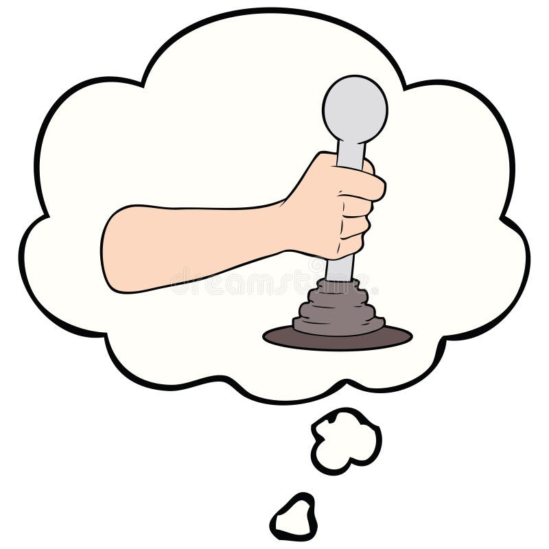 A Creative Cartoon Hand Pulling Lever and Thought Bubble Stock Vector ...