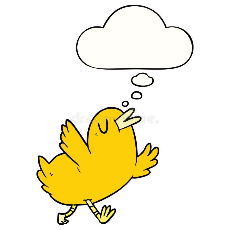 A Creative Cartoon Happy Bird and Thought Bubble Stock Vector ...