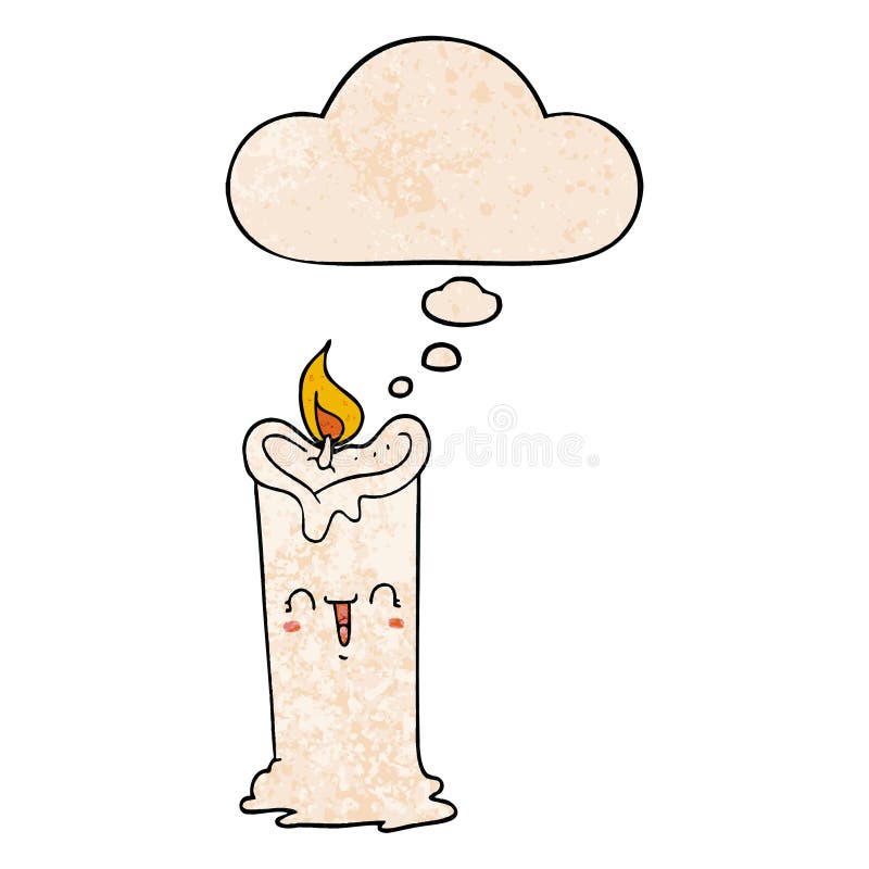 A Creative Cartoon Happy Candle and Thought Bubble in Grunge Texture ...